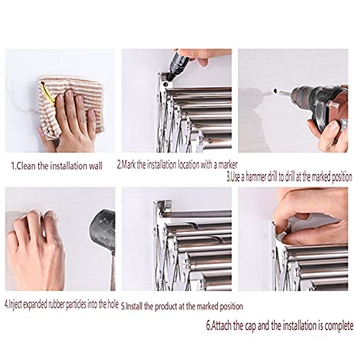 EAFTOS Toxic Free and Safe Telescopic Drying Rack Stainless Steel Wall Mounted Collapsible Drying Rack for Bathroom Kitchen Hotel Balcony