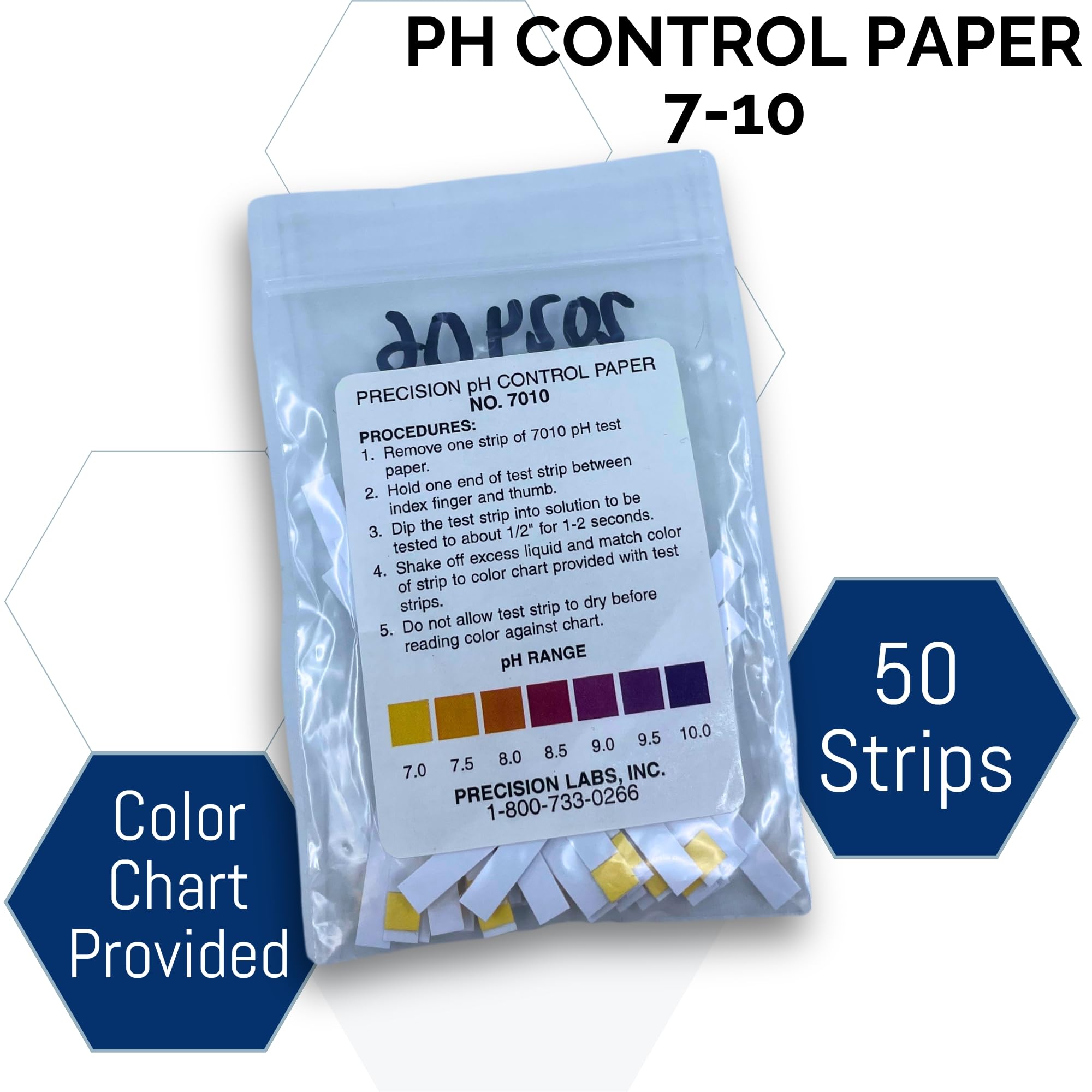 Eisco Labs - pH Test Strips 7-10 Range - Narrow-Range pH Testing Kit with Broad Color Spectrum, 50 Strips