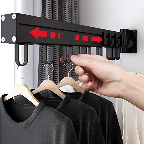 EAFTOS Wall Mounted Drying Rack Retractable Multifunctional Folding Clothes Dry Racks Clothes Hanger for Bathroom,Balcony (Color : Silver, Size : 60x9cm)