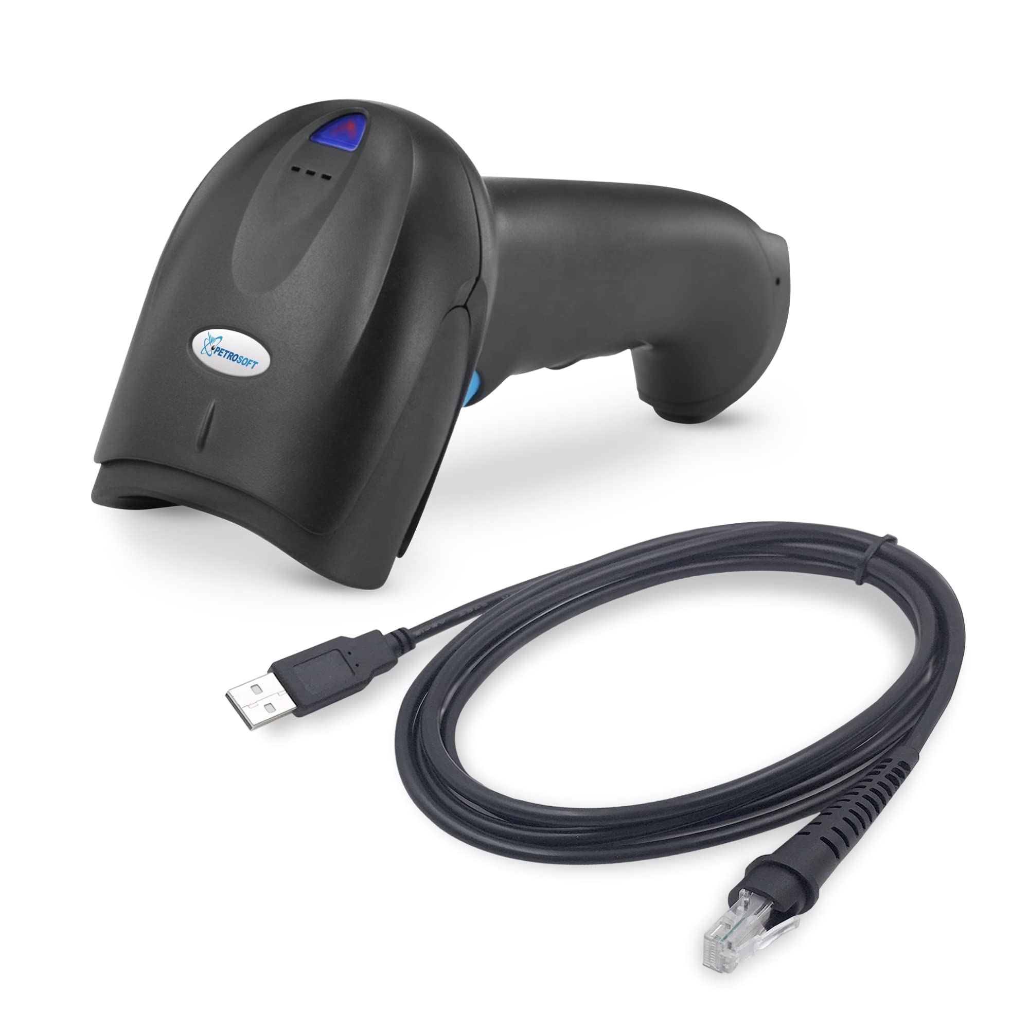 PETROSOFT SC-6300 1D/2D Cashier Barcode Scanner/Reader for Small to Medium-Sized Retailers with Tilting Stand for Hands-Free Scanning