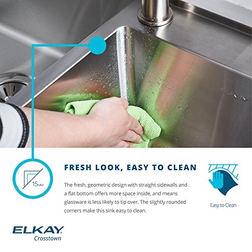 Elkay Crosstown 16 Gauge Workstation Stainless Steel, 31-1/2" x 18-1/2" x 9" Equal Double Bowl Sink Kit with Aqua Divide