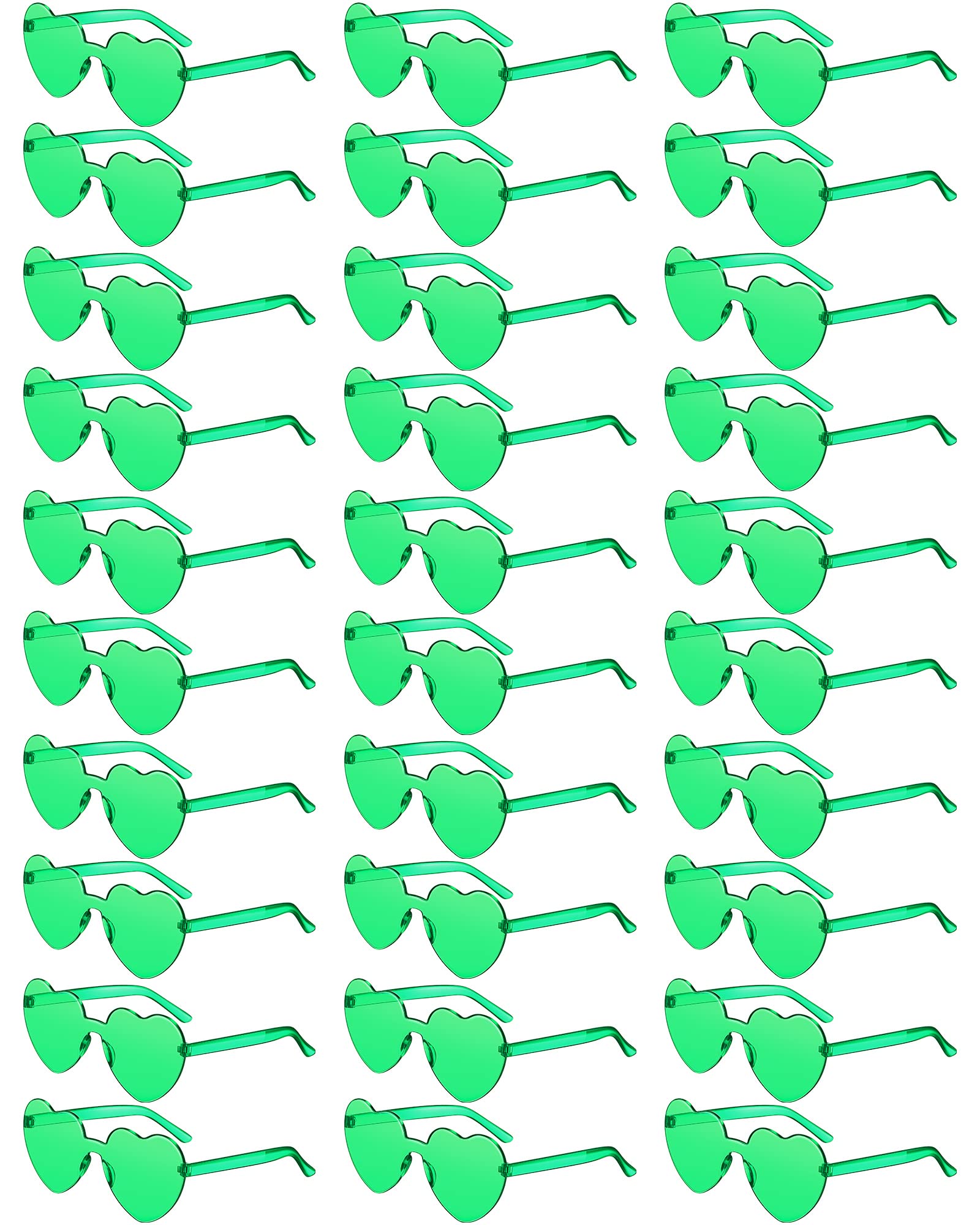 Colzzy Pcs Heart Shaped Rimless Sunglasses Transparent Colorful Frameless Glasses Eyewear Bachelorette Party (Fluorescent Green)