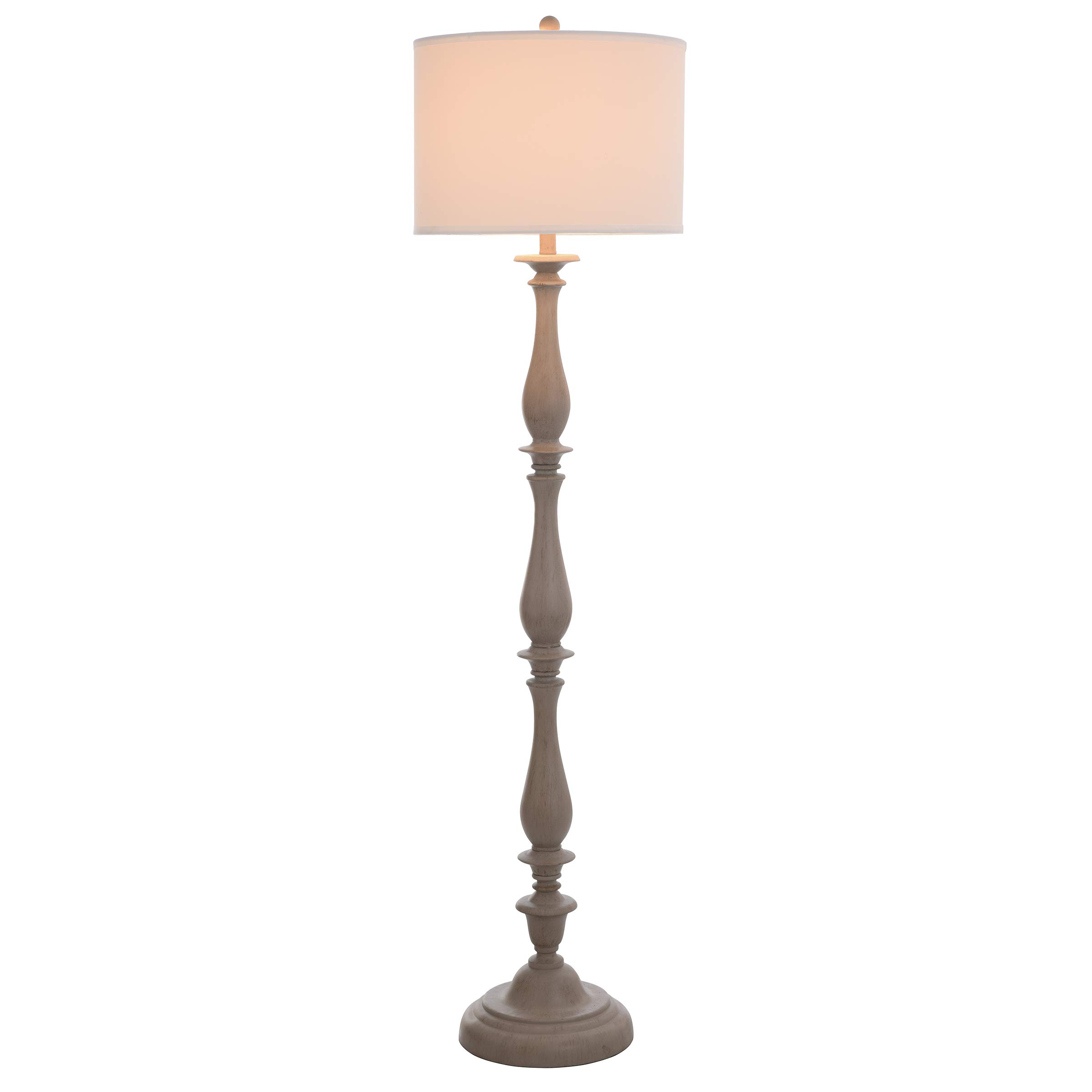 Collective Design L71520BDSAM Charlton, Distressed Gray Finish, Taupe Hardback Silk Shade Floor Lamp