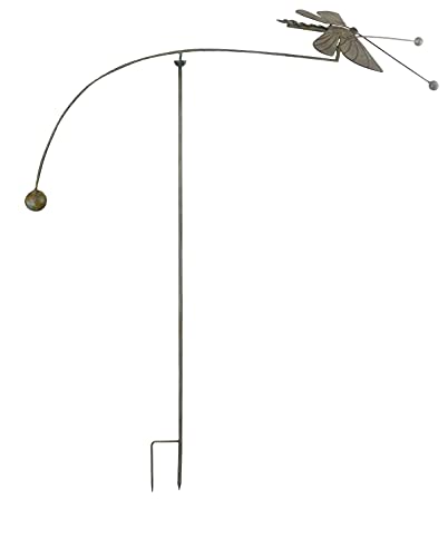 Red Carpet Studios Balancing Metal Garden Rocker Wind Sculpture, 44-Inch, Dragonfly