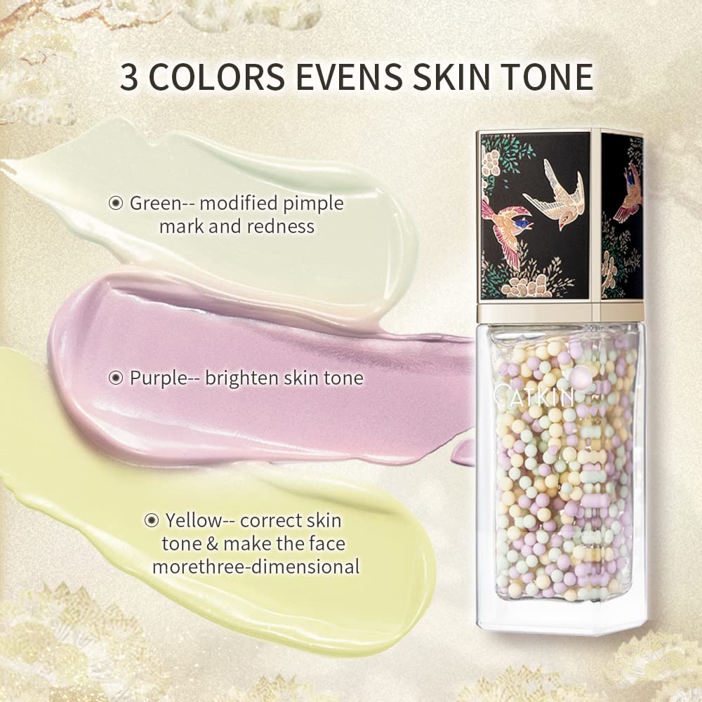 CATKIN Skin Tone Corrector Makeup Primer, Isolation Cream, 3 IN 1 Skin Tone Correcting, 73% Moisturizing Essence, Oil Control Primer For Flawless & Poreless Face Makeup Base