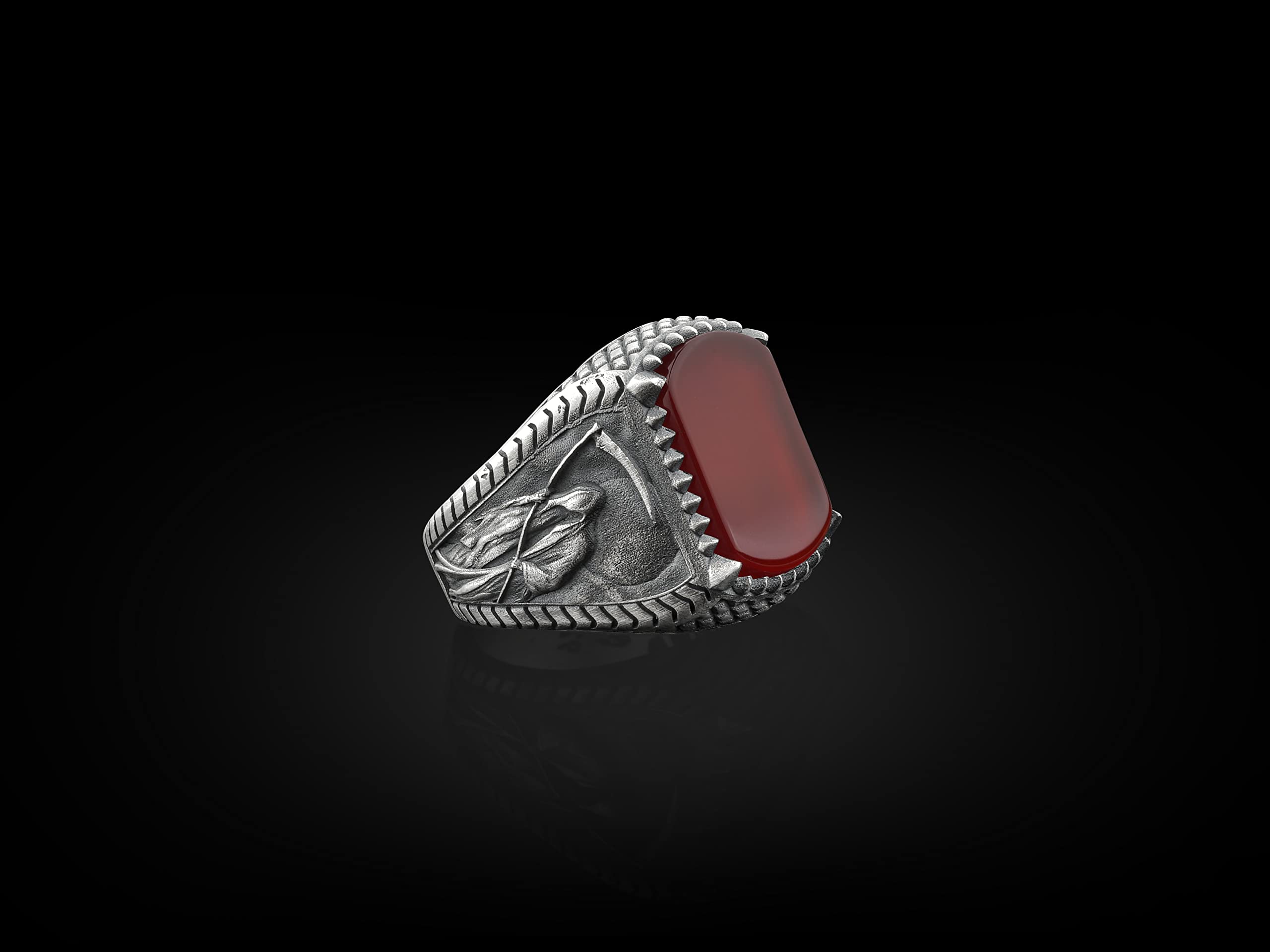 BySilverStone Jewelry Silver Onyx Gemstone Azrael Men Ring, 925 Silver Gothic Ring, Fantasy Ring, Gemstone Ring, Silver Onyx Jewelry, Punk Ring, Gift For Men's