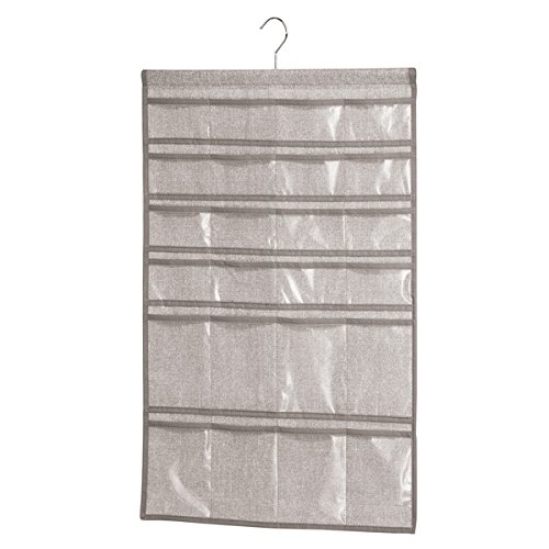 InterDesign Aldo Fabric Hanging Fashion Jewelry Organizer for Rings, Earrings, Bracelets, Necklaces - 48 Pockets, Linen
