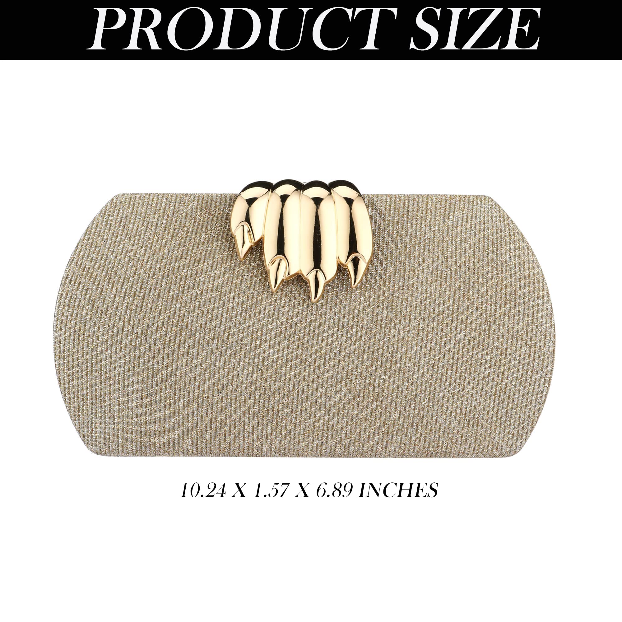 Buric Golden Glitter Clutch Purse Bling Evening Bag for Bridal Wedding Party Elegant Handbag