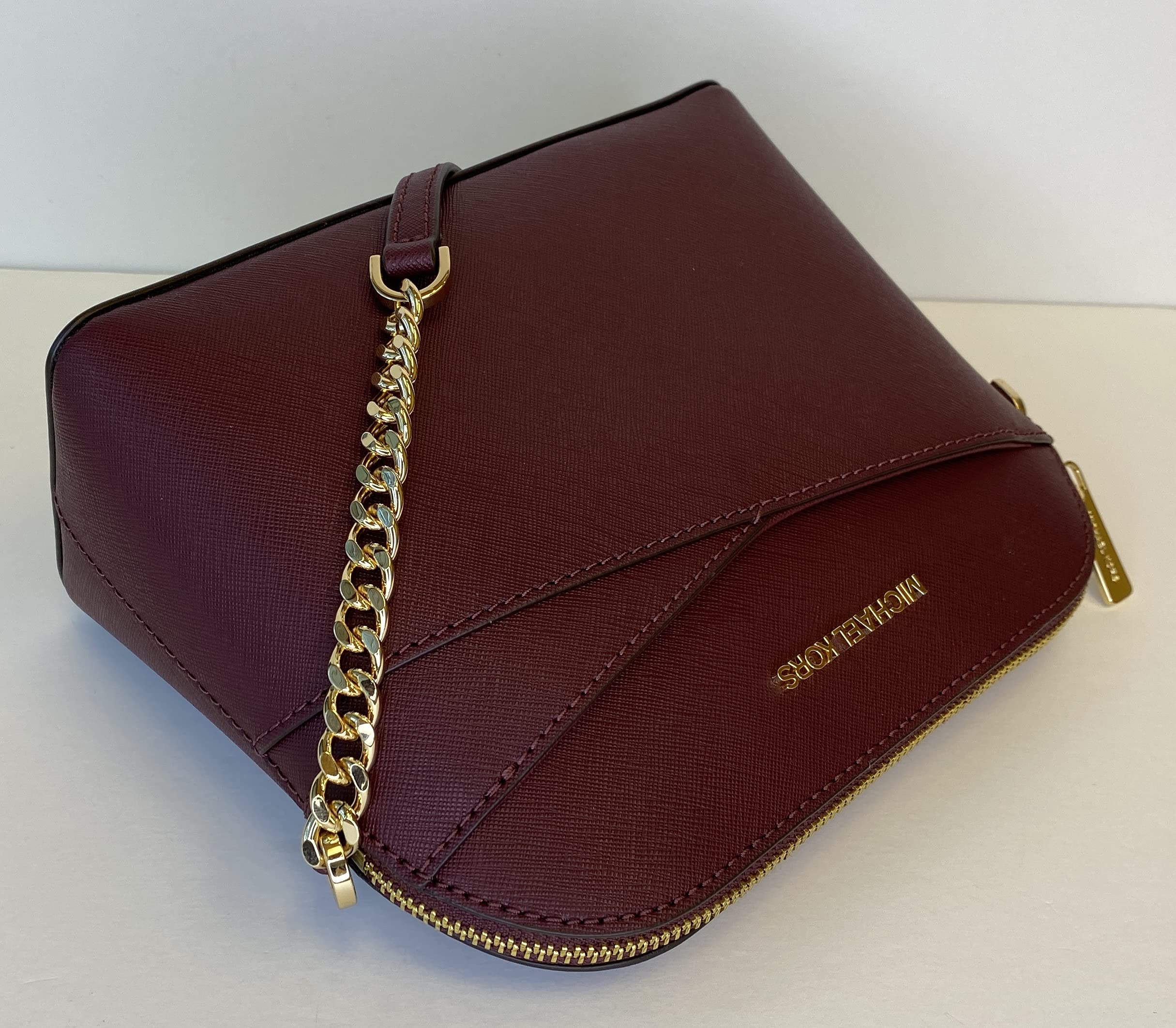 Michael Kors MICHAEL Michael Kors Jet Set Travel MD Dome XCross Crossbody bundled with SM TZ Coinpouch Purse Hook (Merlot)