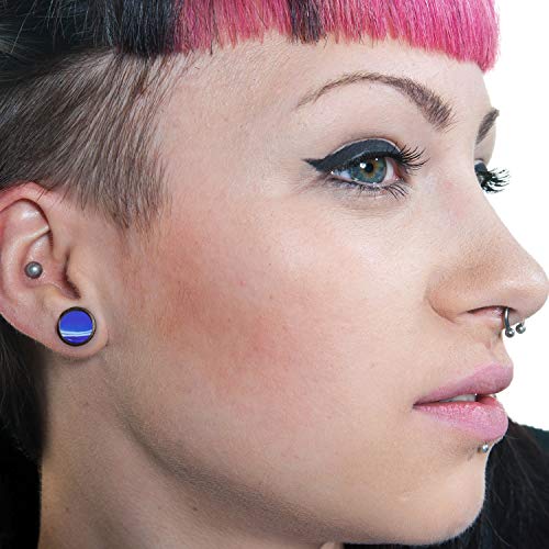 BodyJ4You 32PC Gauges Kit Ear Stretching 12G-00G Royal Blue Taper Marble White Plug Acrylic Expander