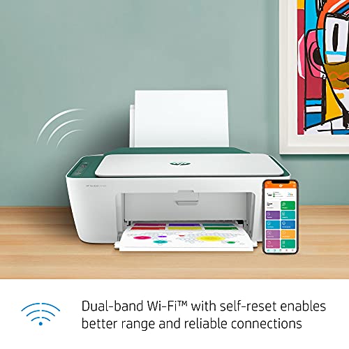 HP DeskJet 2742 Series All-in-One Color Inkjet Printer I Print Copy Scan I Wireless USB Connectivity I Mobile Printing I Up to 4800 x 1200 DPI Print Up to 7 ISO PPM I Sequoia + Printer Cable