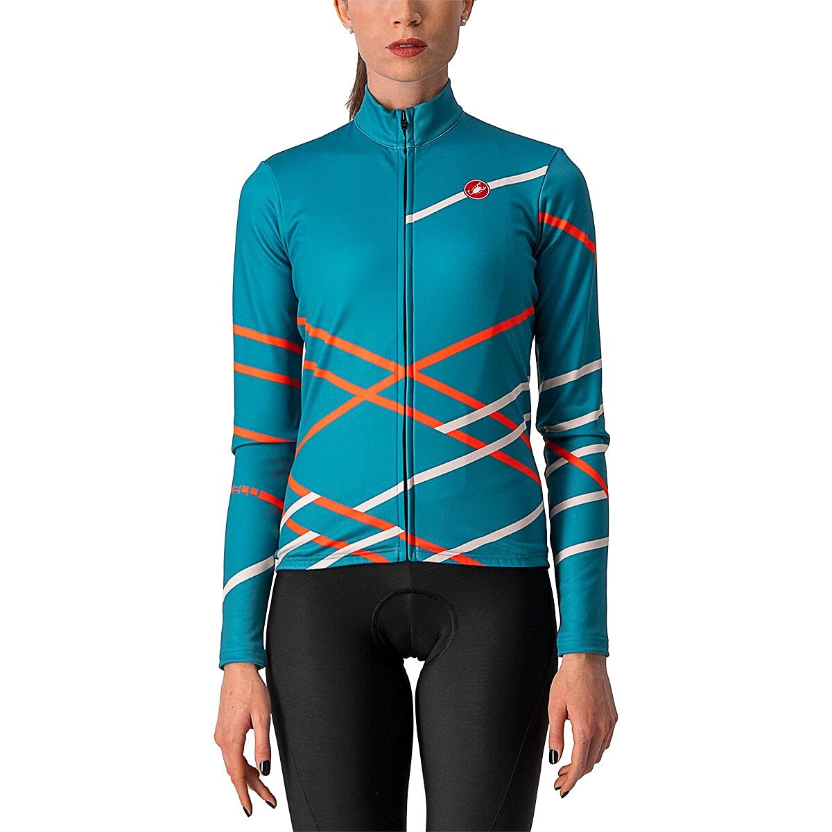 Castelli Women's Long Sleeve Diagonal Jersey (Light Black, Large)