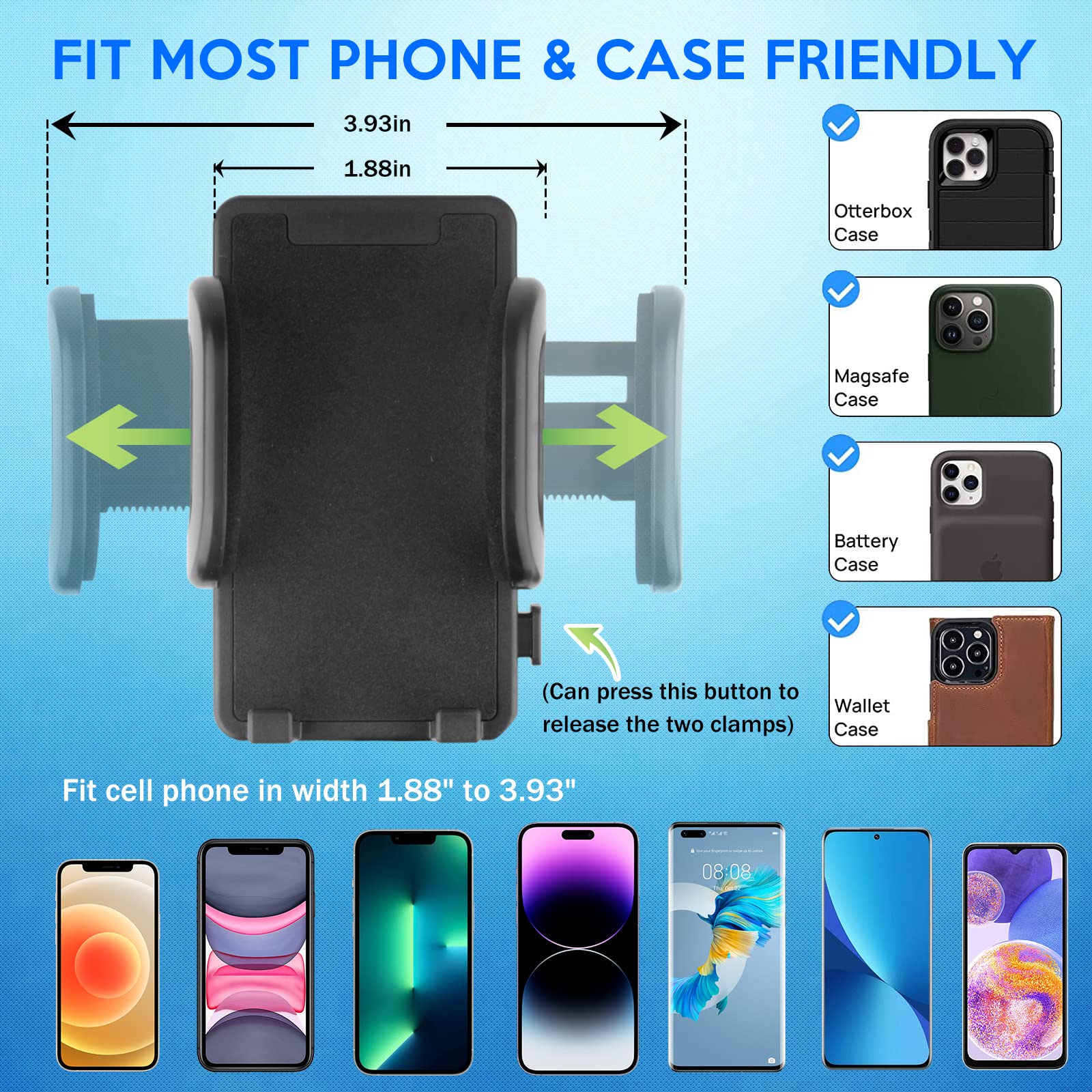 Cup Holder Phone Mount, Universal Cell Phone Holder for Car Truck SUV Drink Expand Cup Holder Adapter Long Arm 360° Rotation Adjustable Base Large Car Cupholder Fit for iPhone, Samsung & All Phone