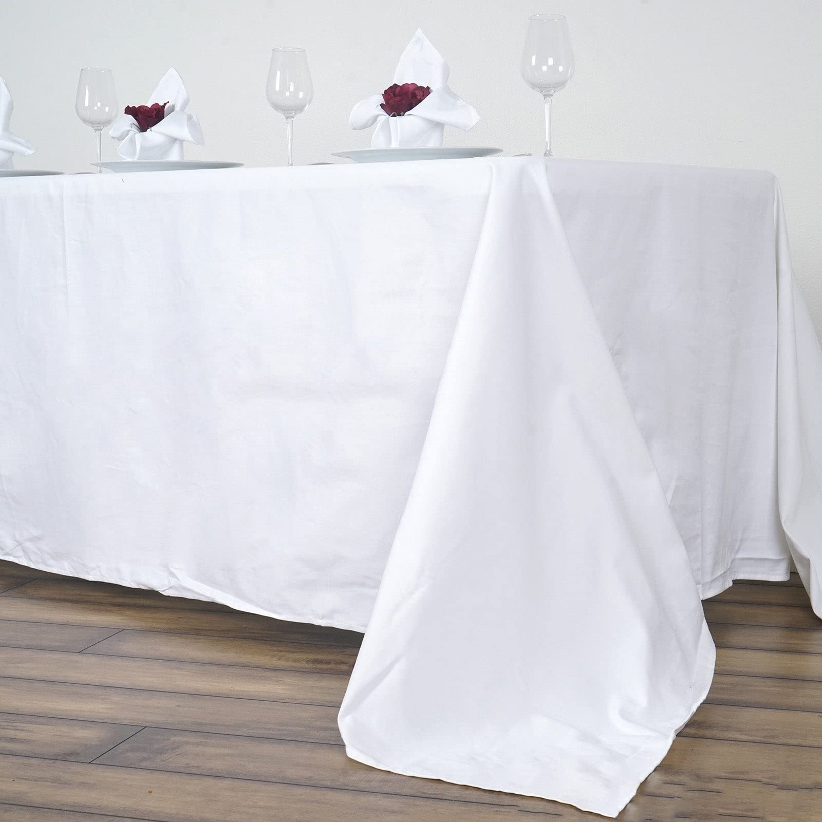 Tableclothsfactory 90x156 Rectangle Tablelinens Commercial Grade 100% Cotton Tablecloth for Wedding Party Home Decor - White