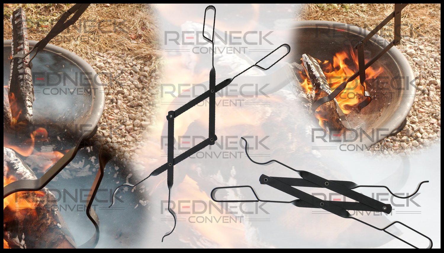 Redneck Convent RC Log Tongs Fireplace Poker Wood Tongs, Fireplace Tools Campfire Accessories Fireplace Tongs – Heavy Duty Grabber 26in