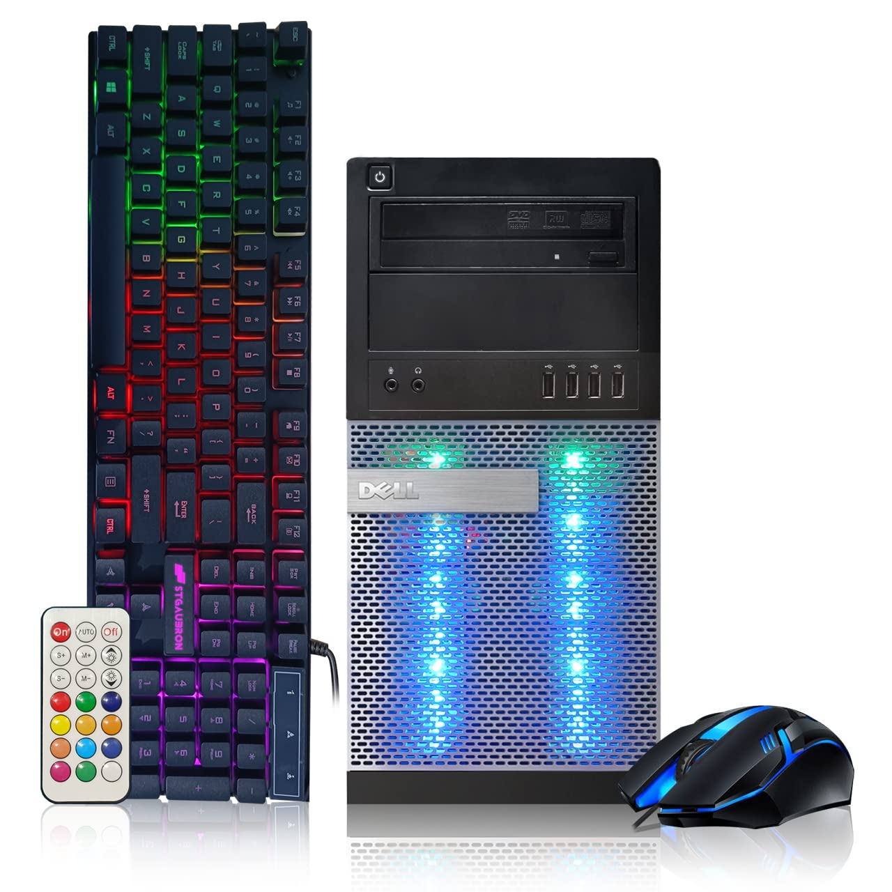 Dell RGB Gaming Desktop PC, Intel Quad I7 up to 3.8GHz, 16GB RAM, GeForce GTX 1050 Ti 4G GDDR5, 512G SSD, DVD, WiFi & Bluetooth, RGB Keyboard & Mouse, Win 10 Pro (Renewed)