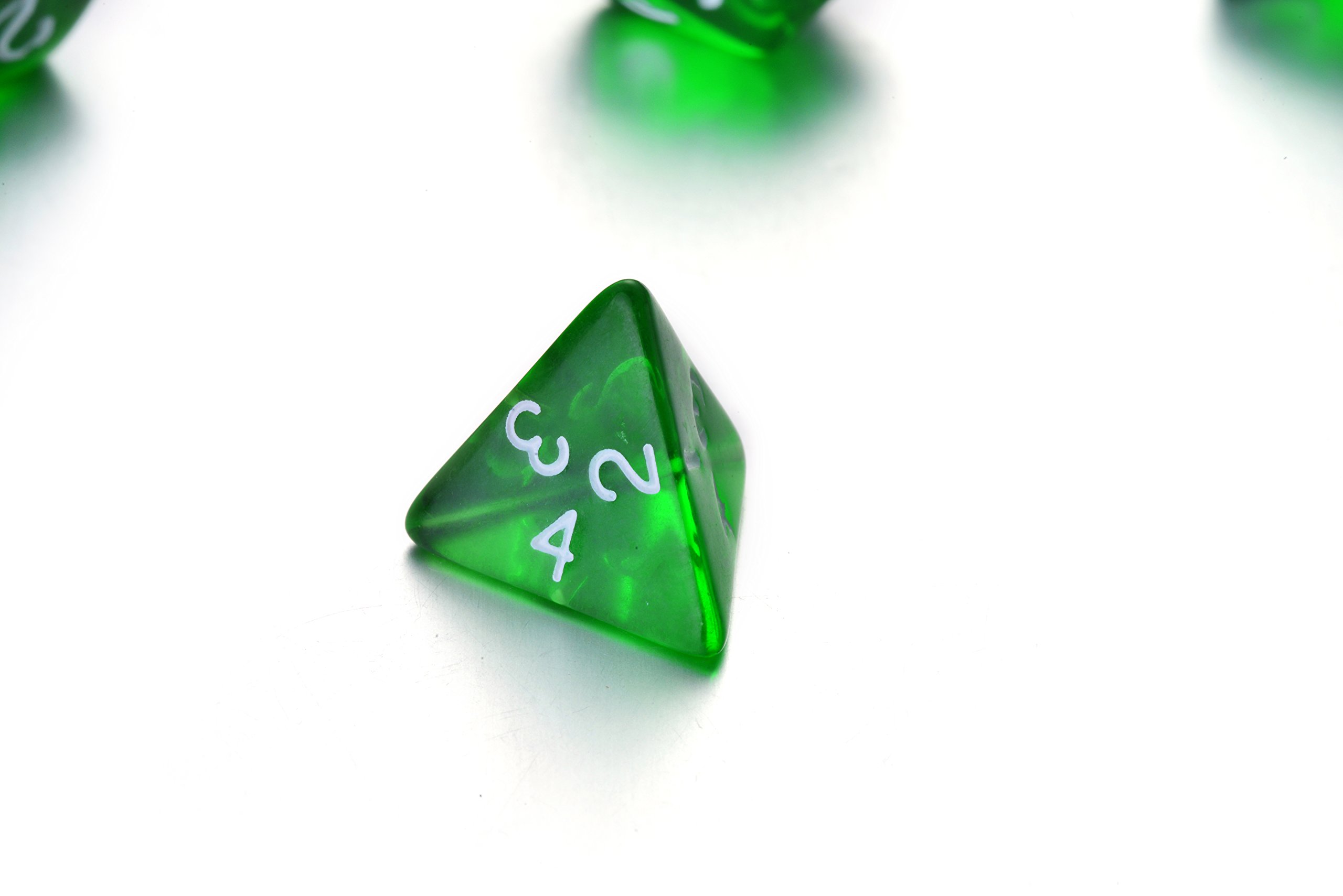 REINDEAR 7 Die Polyhedral Role Playing Game Dice Set with Velvet Pouch (Transparent Dark Green)