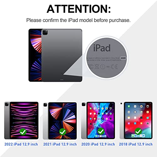 GROLEOA for iPad Pro 12.9 Inch Case 2022/2021 (6th 5th Generation): Military Grade Full-Body Protective Cover Case for iPad Pro 12.9 6th/5th Gen - Rotating Stand - Hand/Shoulder Strap, Purple