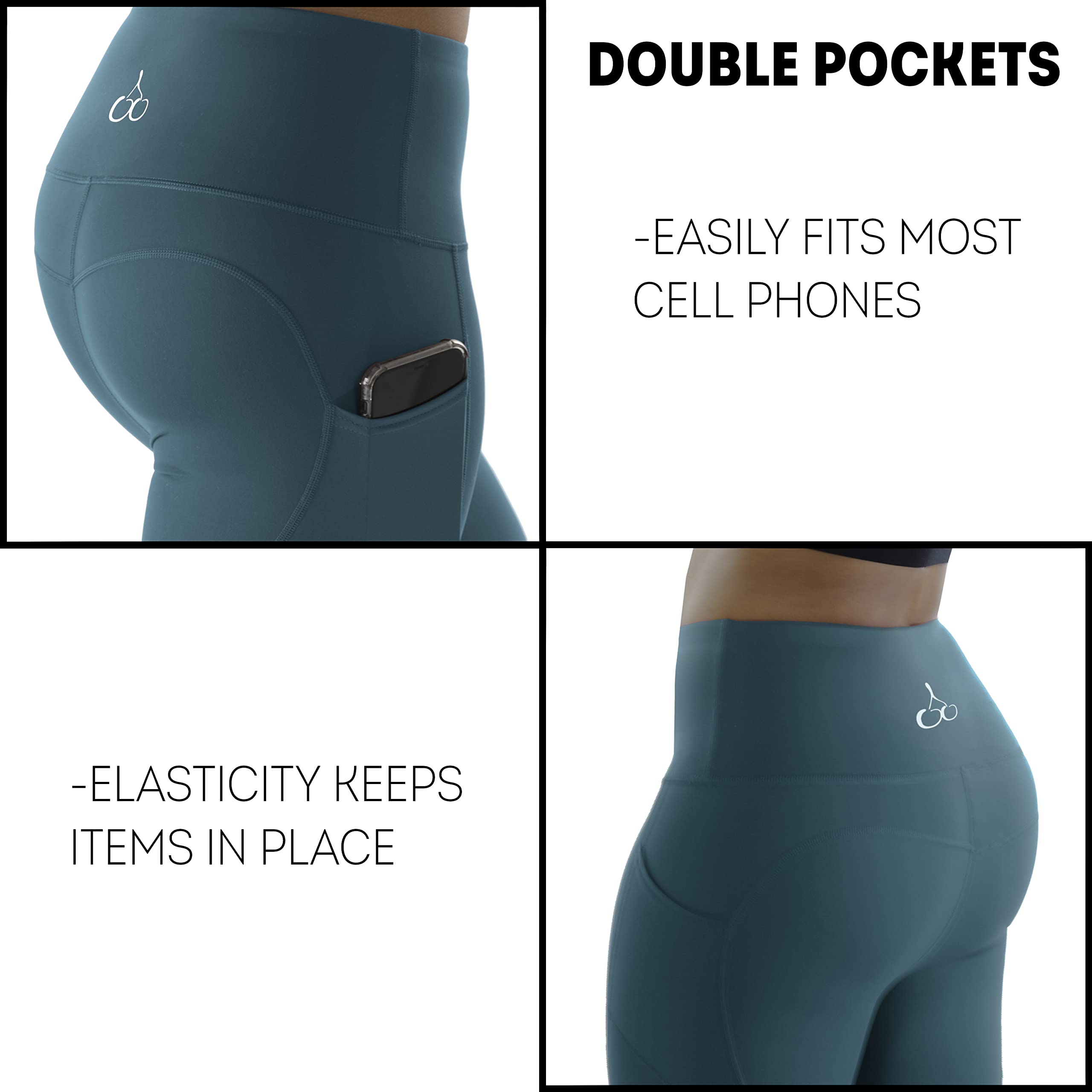 CHERRY FITS Thick Hight Waisted Leggings with Pockets for Womens-Muscle and Joints Supportive Workout and Yoga Pants with Pockets for Women Navy Blue