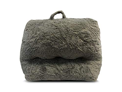 Heritage Kids Faux Fur Grey Bean Bag Sofa Chair with Top Handle, Ages 2+, Large, Grey