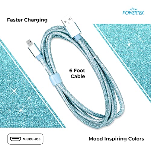 Micro USB Cable Android Charger, 6ft Fast Charging USB 2.0 A to Micro B Cable, Compatible with Samsung Galaxy S7 S6 Edge PS4 Xbox (Light Blue)
