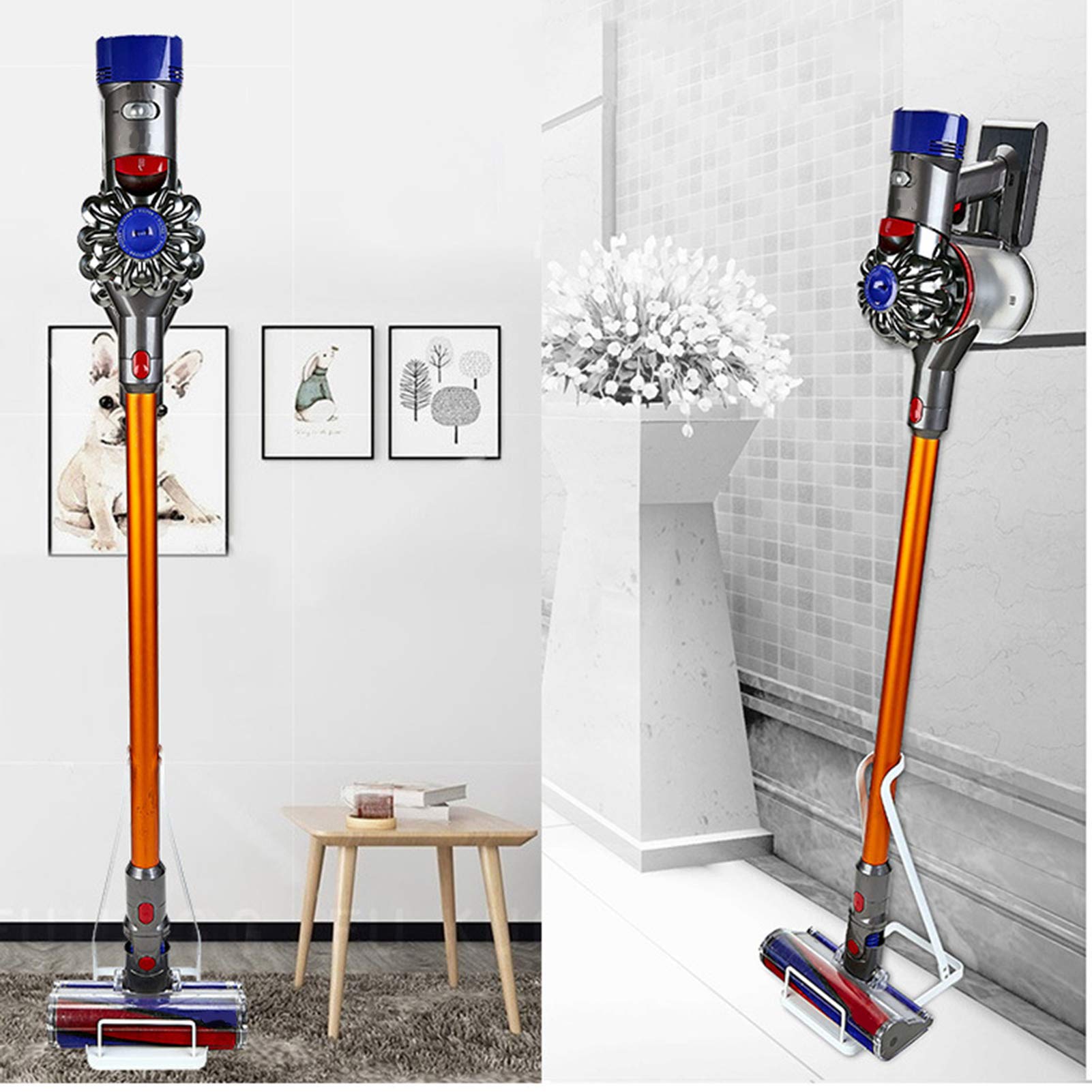 Fdit Vacuum Cleaner Stand V6 Rack V7 Organizer V10 Holder Bracket Storage Shelf Poster Stand Vacuum Sweeper Holder (Black)