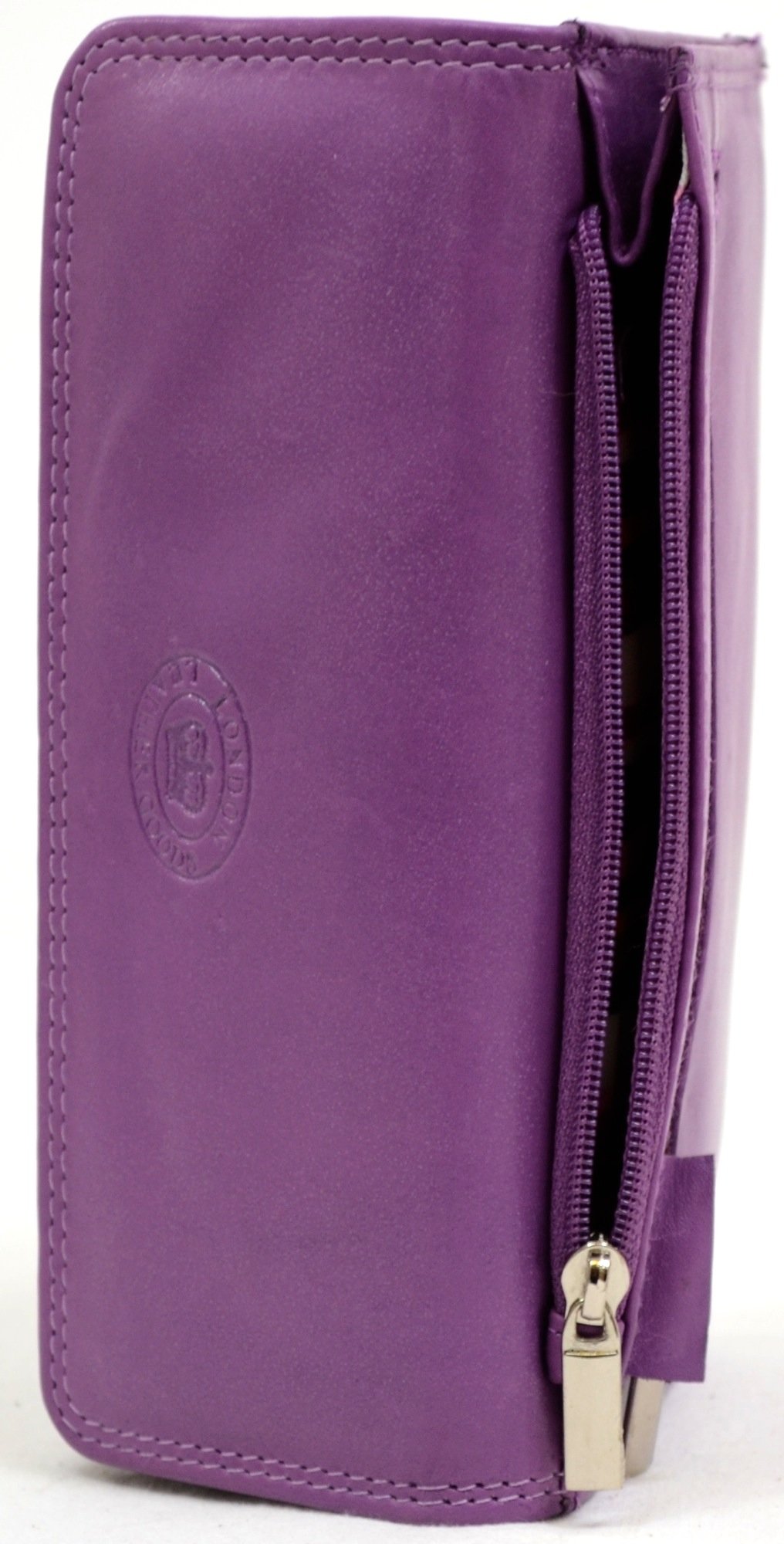 Ladies/Womens Leather Slim Wallet with Magnetic Popper Opening - Lilac