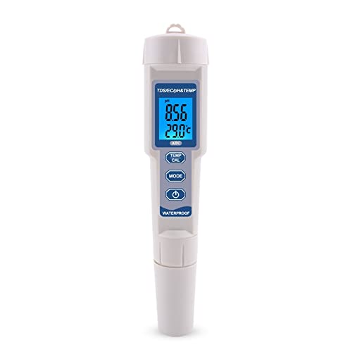 Digital Tester 4 in 1 TDS PH Meter PH/TDS/EC/Temperature Meter Digital Water Quality Monitor Tester for Pools, Drinking Water, Aquariums