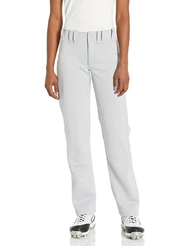 Mizuno Adult Women's Full Length Fastpitch Softball Pants With Hemmed Open Bottom, Grey, Small