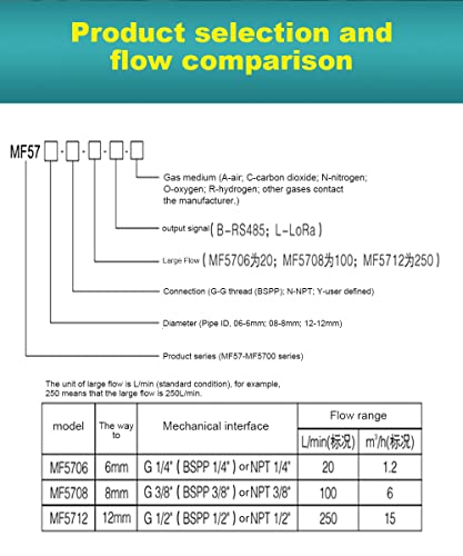 cjc Digital Gas Flow Meter Tester, Portable Gas Mass Air Nitrogen Oxygen Flow Rate Meter (MF5712 (0-250L/min))