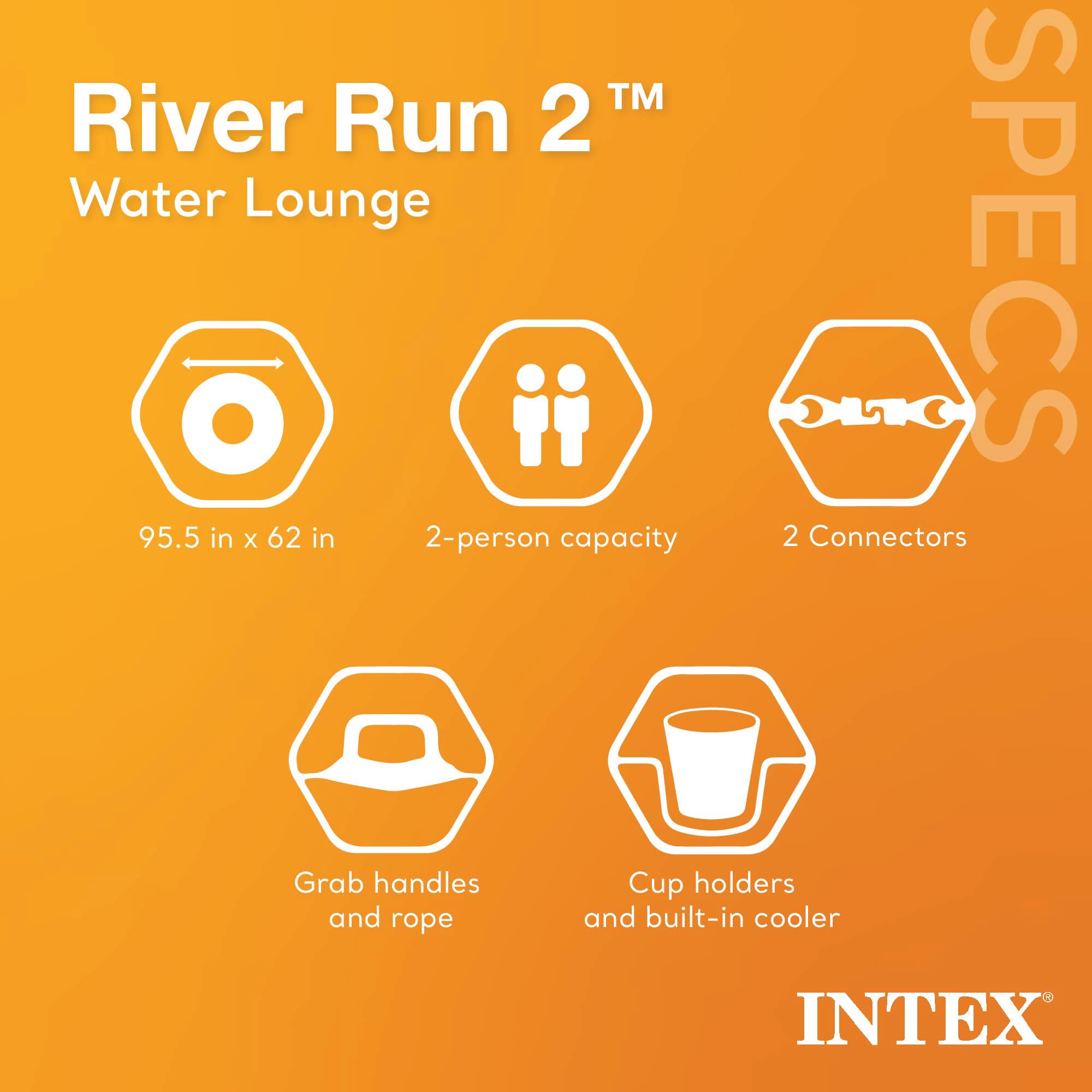 Intex River Run Connect 1 Person Inflatable Water Raft (4 Pack) Bundled with River Run II 2 Person Inflatable Floating Lounge with Cooler