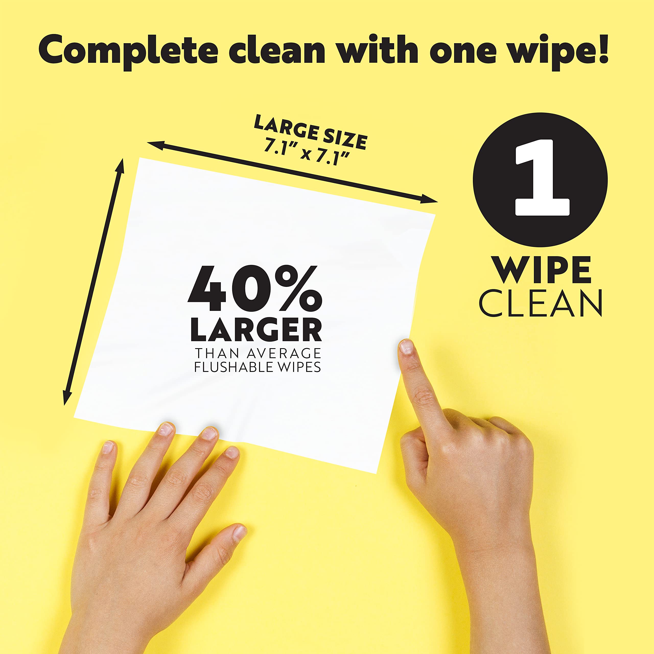 HEROLIFE Flushable & Biodegradable Baby Wipes, PlantBased, Hypoallergenic & FragranceFree, formulated with 99% water and plantderived ingredients ExtraLarge size 7.1β x 7.1β 3 packs of 40 wipes