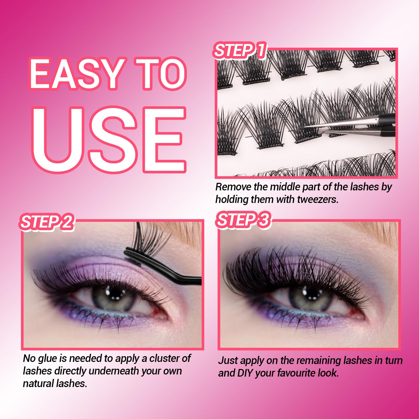 Colored Lashes Cluster Eyelashes Individual DIY Lashes Extensions 7 Colors Eye Lashes Extensions 140 PCS Clusters False Lashes DIY at Home Set Pack(14MM)