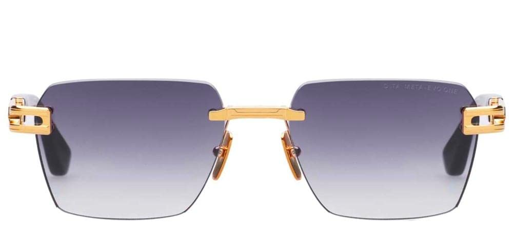 Dita META-EVO ONE DT DTS147 A-01 Yellow Gold/Ink Swirl Metal Rimless Sunglasses Grey Gradient Lens