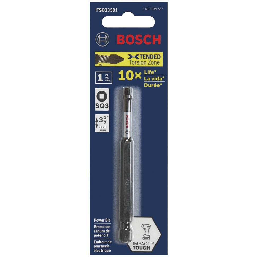 BOSCH ITSQ335B 10-Pack 3-1/2 In. Square #3 Impact Tough Screwdriving Power Bits
