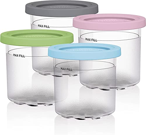 Ice Cream Pints Cups Reusable Ice Cream Pints Containers Kitchen Accessory with Lids for Ninja XSKPLID2CD, Compatible with NC299AMZ C300s Series to Ice Cream Mix Finished Products Storage (1PC Grey)