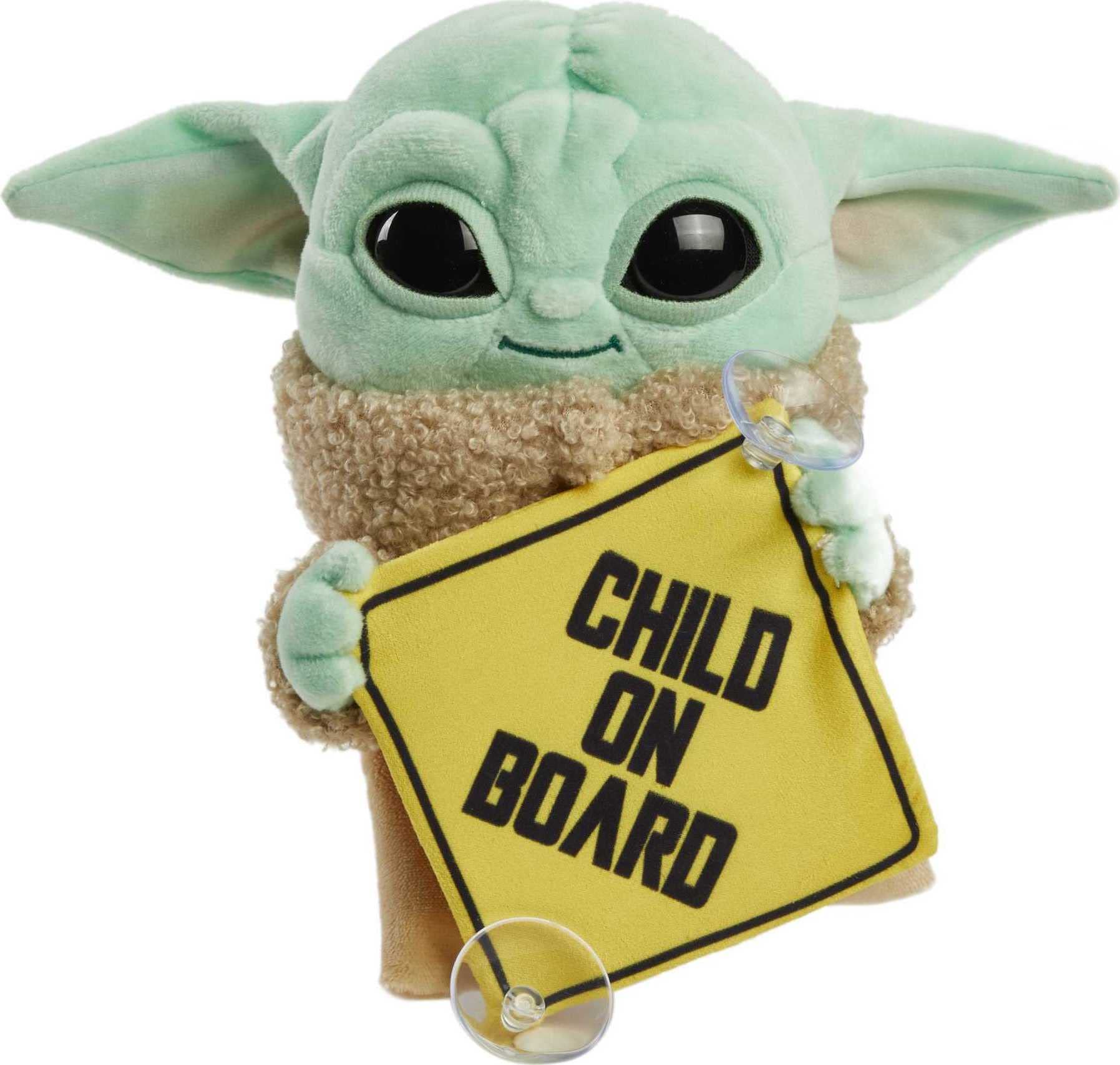 Star Wars Grogu Plush “Child on Board” Sign +Toy, 8-in Character from The Mandalorian, Soft, Collectible Cuddle Toy & Automobile Signage