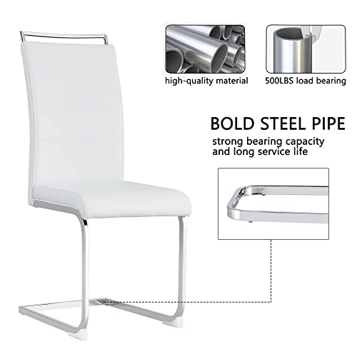 gopop Modern Leather Dining Chairs Set of 6,Kitchen Dining Room Chairs,High-Backed Armless Dining Chair,Upholstered Dining Accent Side Chairs for Kitchen, Dining Room (White, Set of 6)
