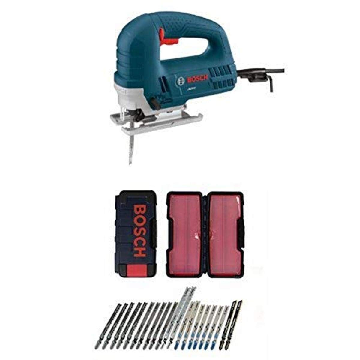 Bosch JS260 120-Volt Top-Handle Jigsaw and 21-Piece T-Shank Contractor Jig Saw Blade Set