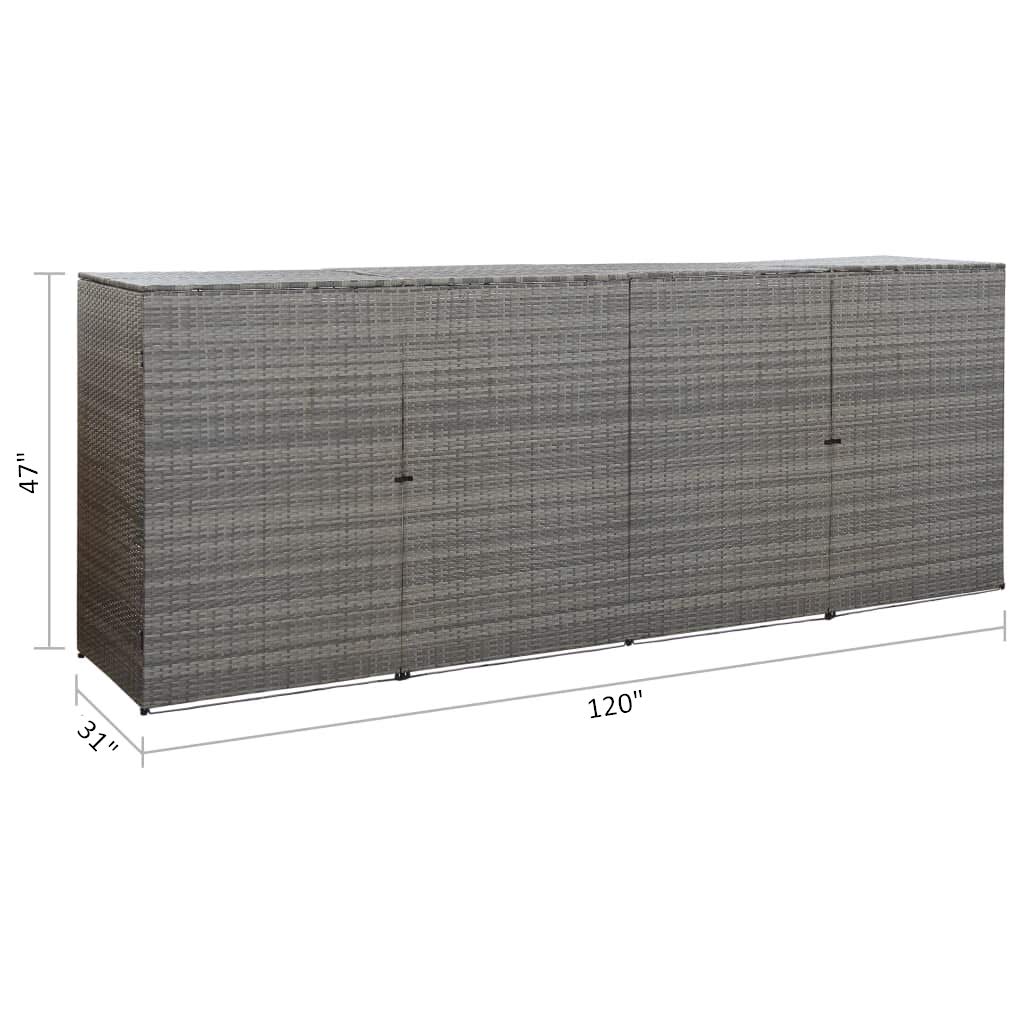 Canditree Outdoor Large Storage Shed for Garbage Cans, Garden Tools, Bin Shed Poly Rattan for Patio Backyard (Anthracite)
