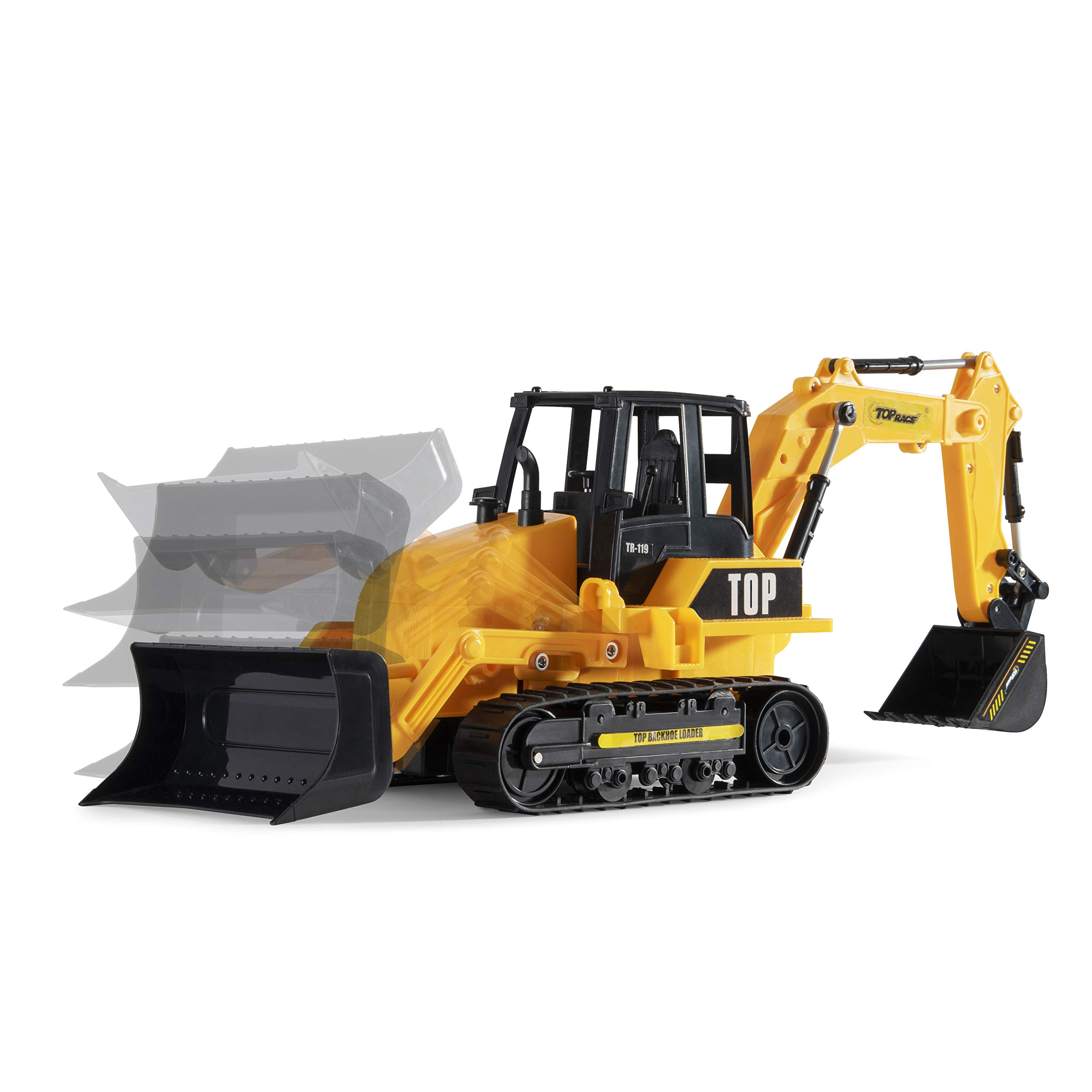 Top Race Remote Control Construction Dump Truck + Excavator Toy Vehicle Battery Powered