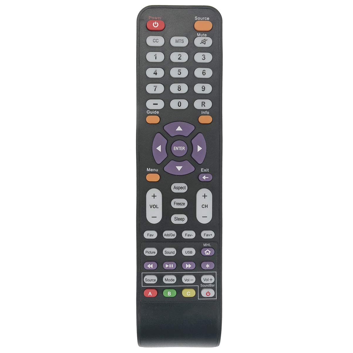 Replace Remote Control Applicable for Sceptre TV U658CV-UMC U500CV-UMK U508CV-UMK U650CV-UMC U658CV-UMR X505BV-FMQRR U550CV-UM08R U650CV-UMR U508CV-UMKR U550CV-UMR U550CV-UMAC U650CV-UMS U415CV-UMS