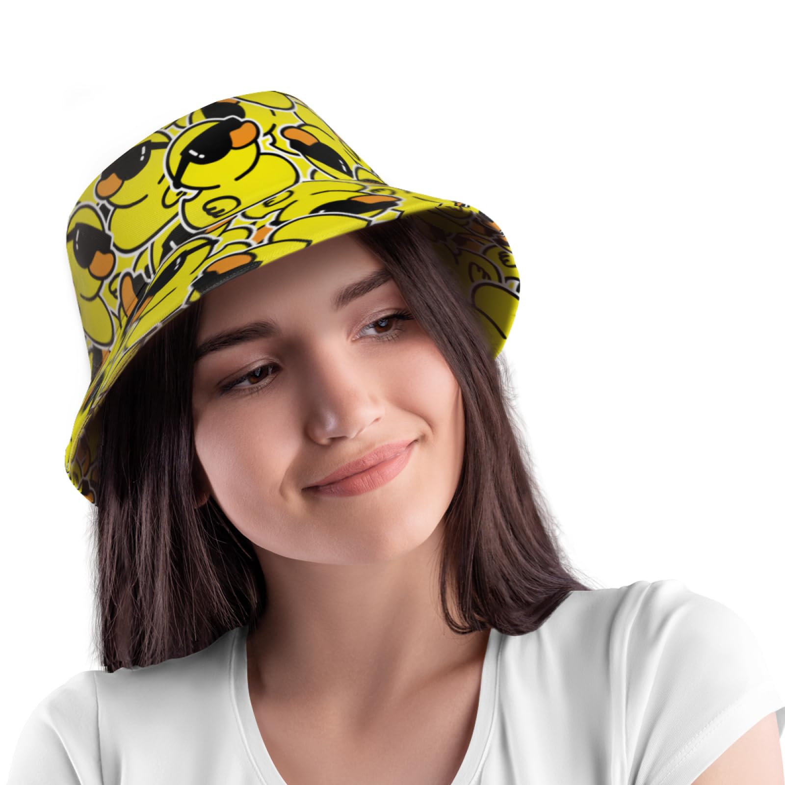 Cartoon Funny Duck Bucket Hats Packable Fisherman Hat Beach Travel Sun Hat Outdoor Cap for Men Women