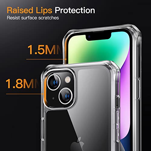 JETech Case for iPhone 14 6.1-Inch with 2-Pack Tempered Glass Screen Protector, 360 Full Body Shockproof Bumper Phone Cover Protective Clear Back (Clear)