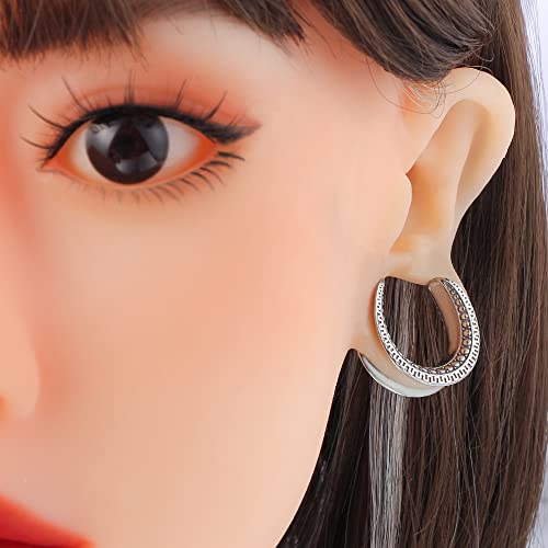Casvort 2 PCS 8mm (0g) 316 Stainless Steel Vintage Saddle Plugs Ear Gauges Tunnels Piercing Stretchers Saddle Hangers for Weight