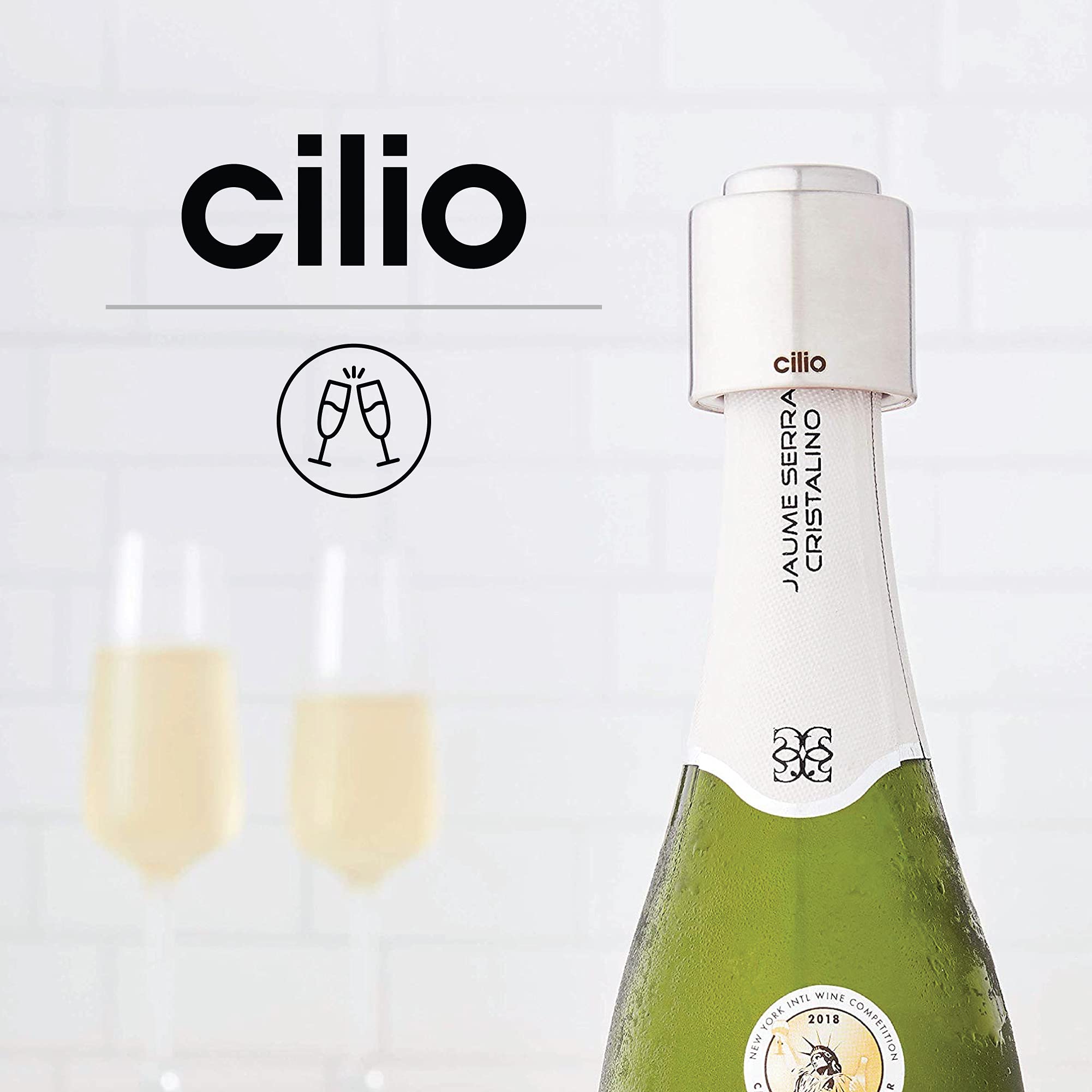 Cilio Stainless Steel Champagne Sealer, Bottle Stopper for Sealing Champagne Bottles, Pack of 3