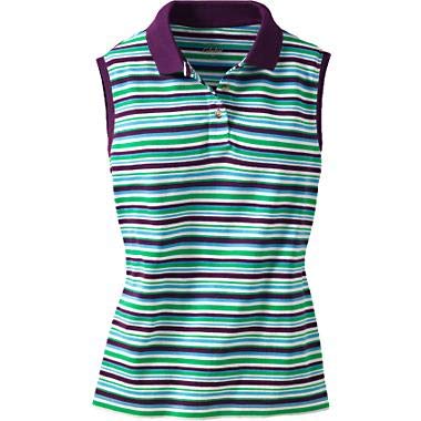 Cabela's Spring Creek Sleeveless Magnum Pique Polo Royal Purple Stripe Size Medium