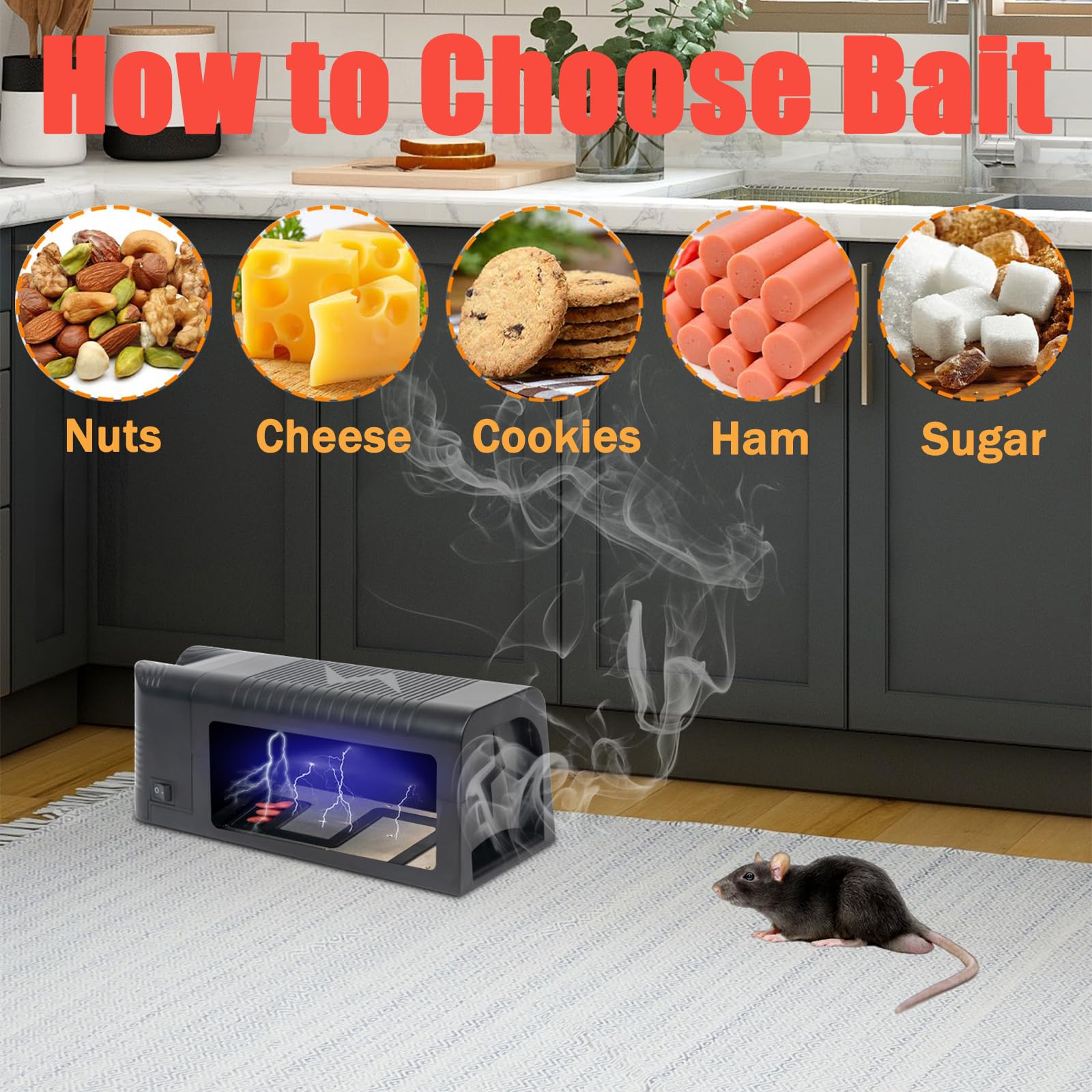 Electric Mouse Trap Zapper,Humane Indoor Mouse Traps for Home- Safe & Effective Mice Traps for House Indoor Kill- Rat Zapper Reusable and No Touch (Black)