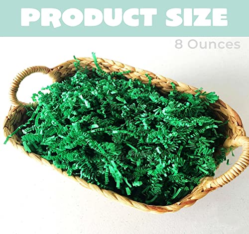 Easter Grass Green Crinkle Paper Shred Filler for Gift Wrapping, Basket Filling, Party Decoration, Basket Grass Stuffers(8 oz)