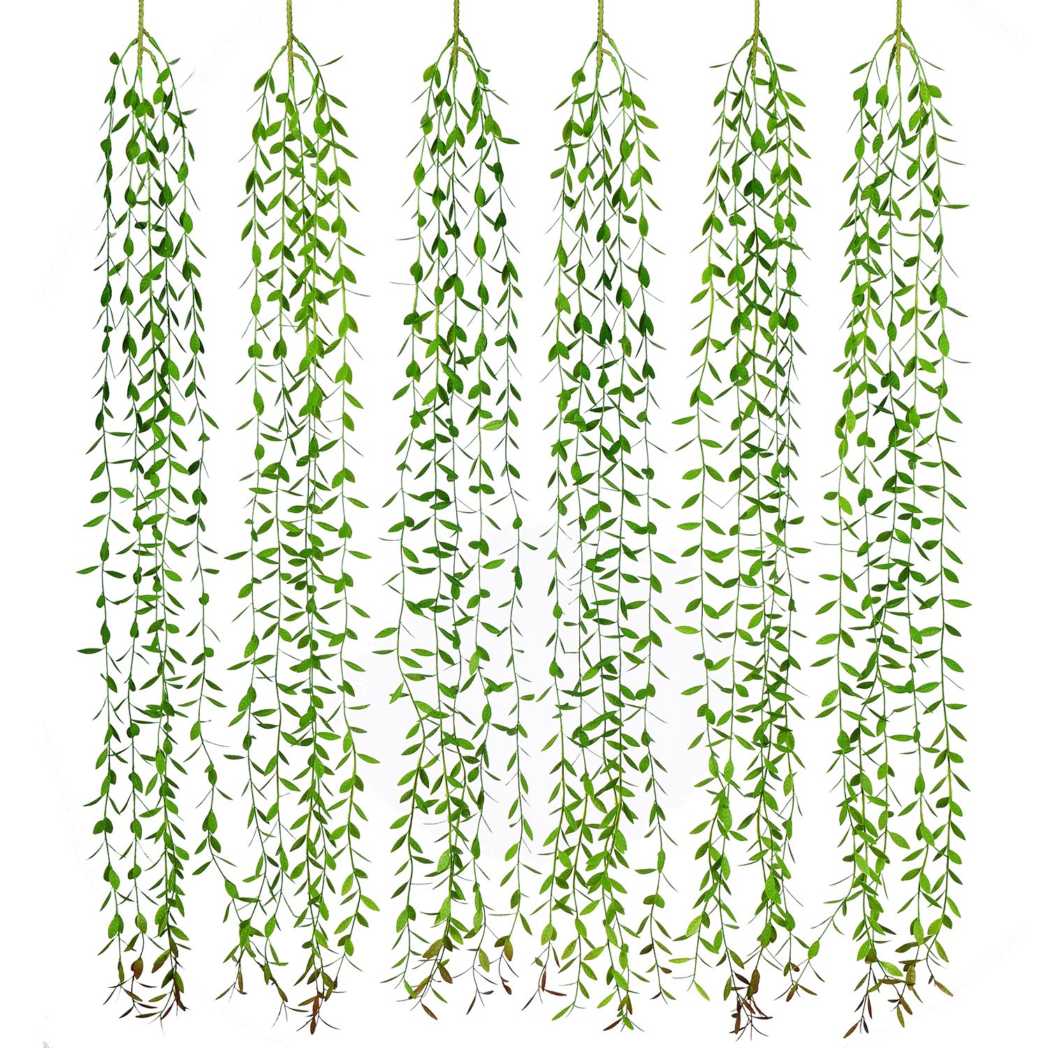 Lvydec 6pcs Artificial Vines Fake Greenery Garland Willow Leaves with Total 30 Stems Hanging for Wedding Party Home Garden Wall Decoration